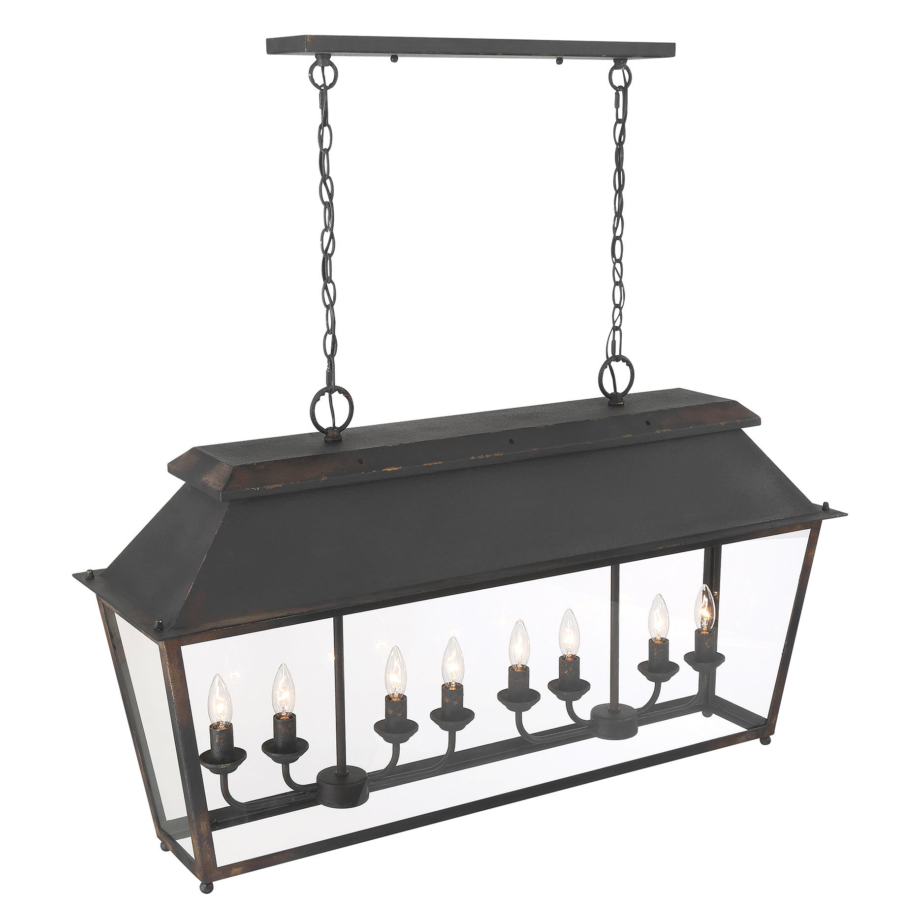 Darby Home Co Aramie 8 Light Linear Pendant in Antique Black Iron with ...