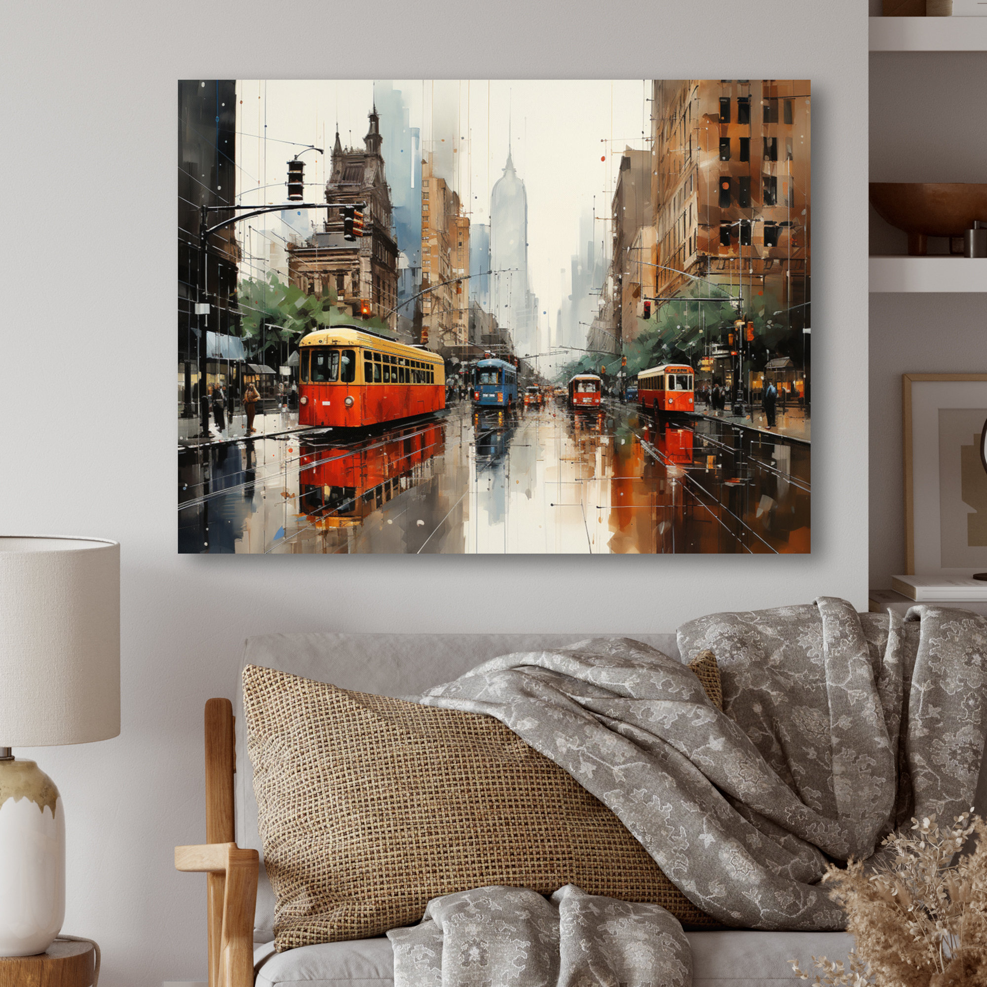 Ebern Designs Coral Beige Cityscape Collage - Abstract Collages Metal ...