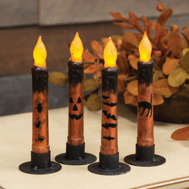 Ophelia & Co. 4/Set Grungy Spooky Timer Tapers | Wayfair