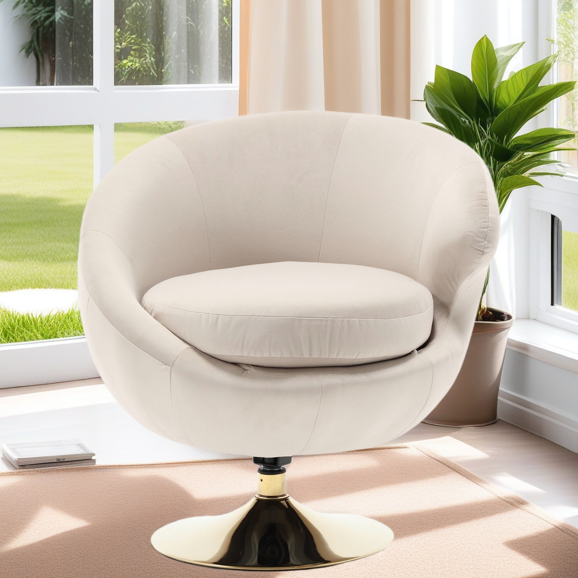 Mercer41 360 Degree Swivel Cuddle Barrel Accent Chairs, Round Armchairs ...