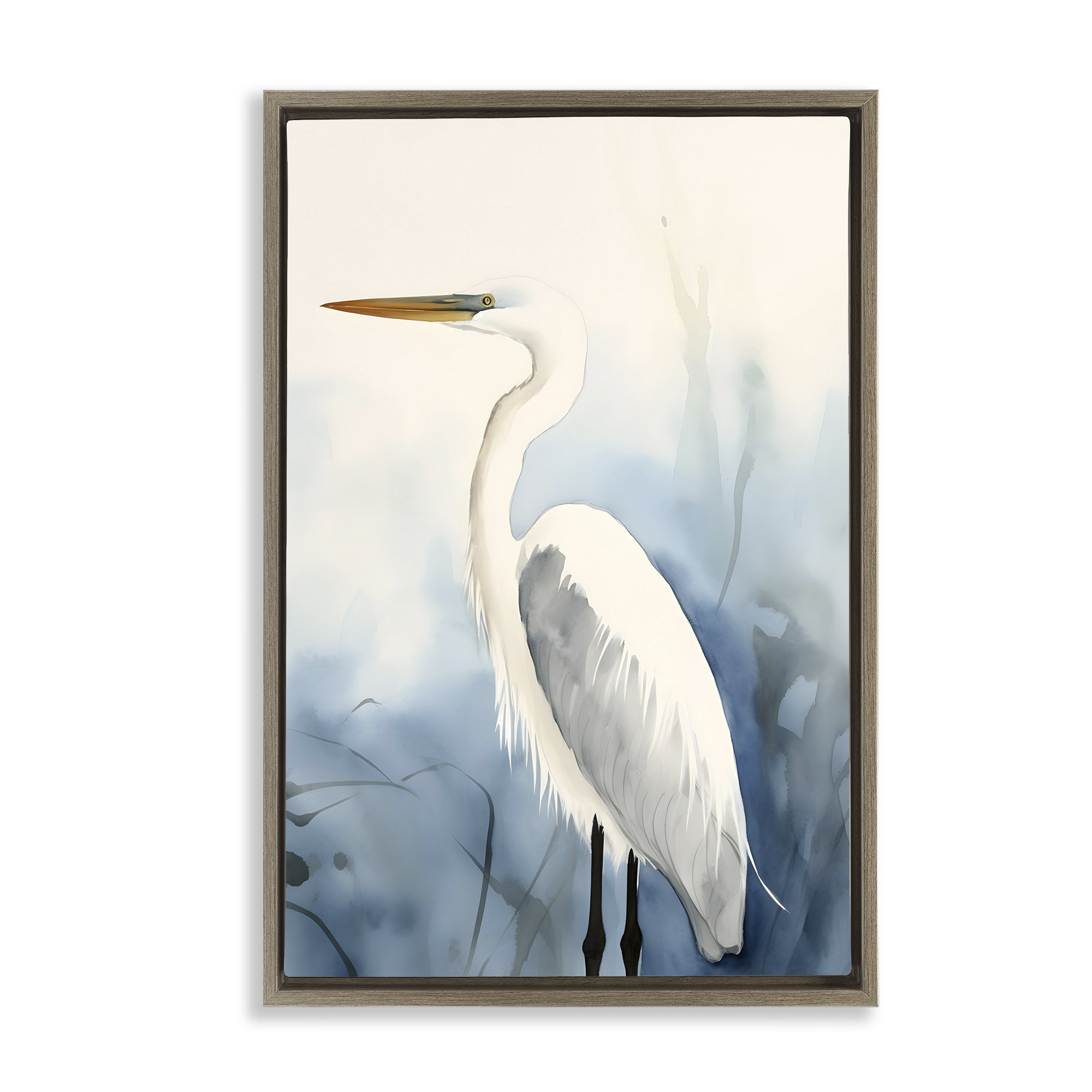 Dovecove Egret Beach Bird Framed Floater Canvas by Petal Prints Design ...