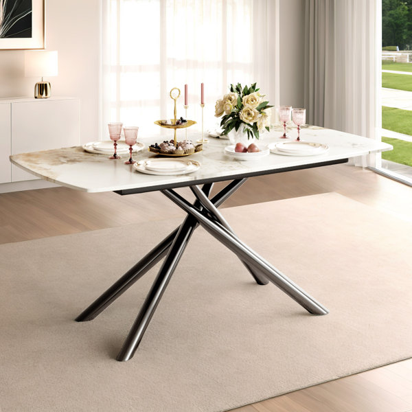Ivy Bronx Metal Base Dining Table | Wayfair