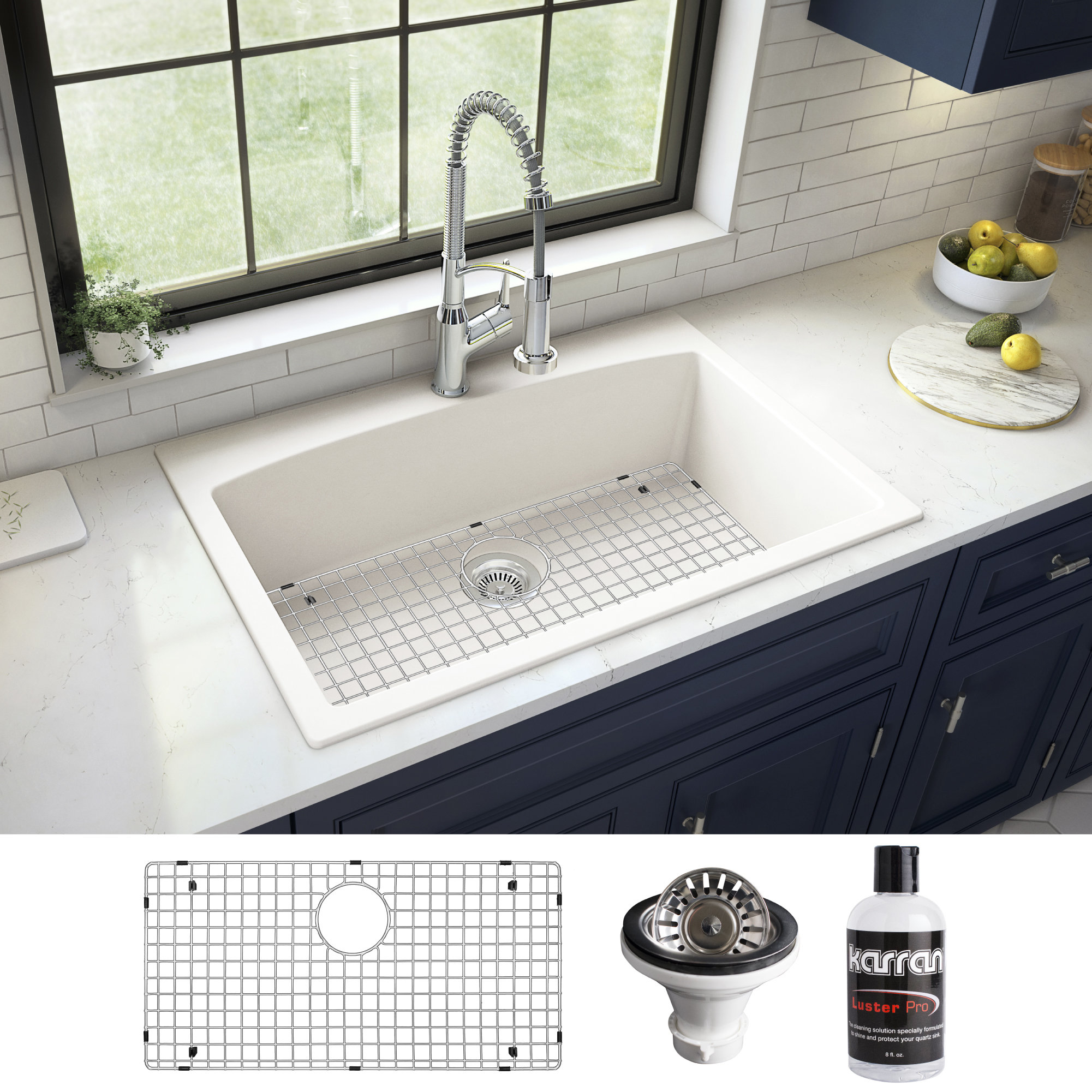 Karran Quartz 33'' X 22'' Single Bowl Top Mount Drop-in Kitchen Sink ...