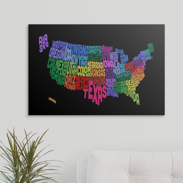 Ebern Designs Francy " United States Typography Text Map " by Michael ...