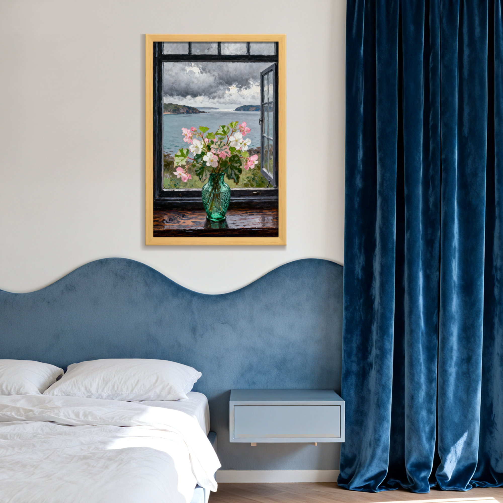 Winston Porter Plants &Flowers Window View With Flowers And Sea | Wayfair