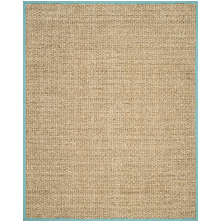 Birch Lane™ Auckland Bamboo Slat/Seagrass Natural/Teal Area Rug ...