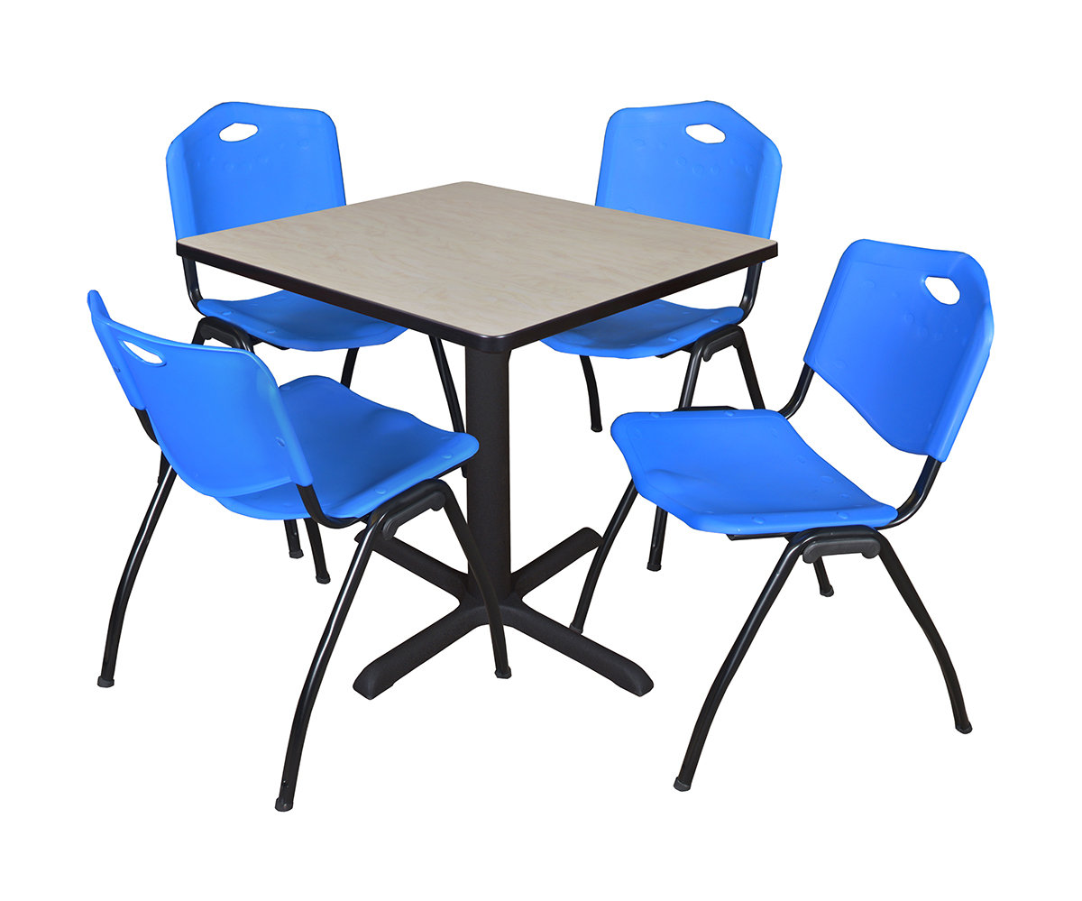 Regency Cain Small Square X-Base Breakroom Table & 4 M Stack Chairs | Wayfair