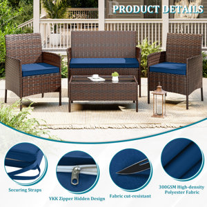 Barry Room 3-Piece Outdoor Cushion Covers Set(1 Big Cover+2 Small ...