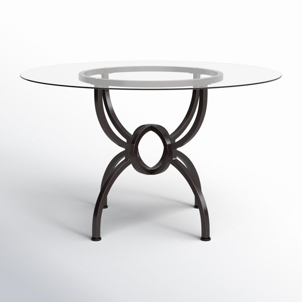 Lark Manor™ Amarvir 48 Inch Round Dining Table, Clear Glass Top ...