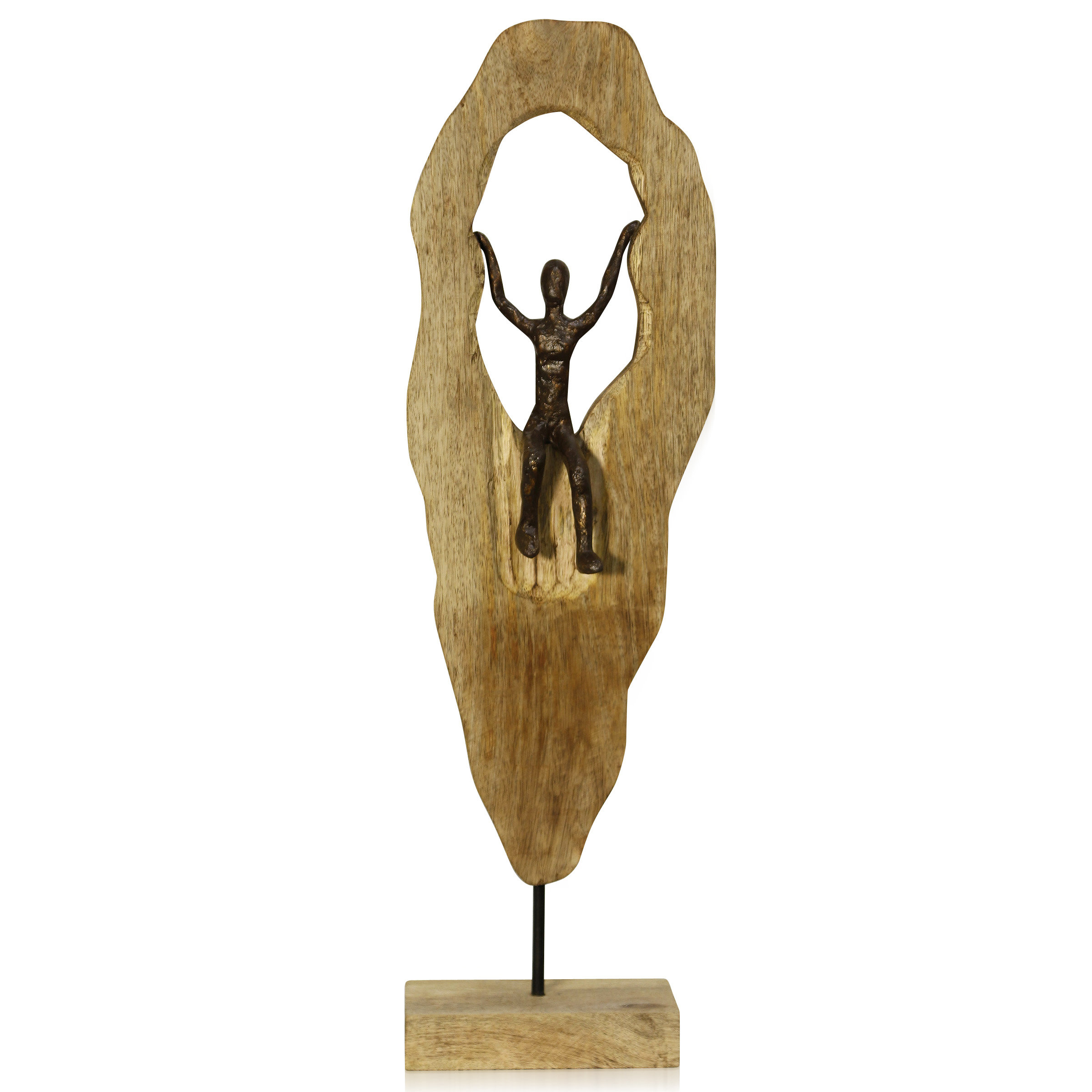 Millwood Pines Human Descending - Natural Carved Wood Table Top ...