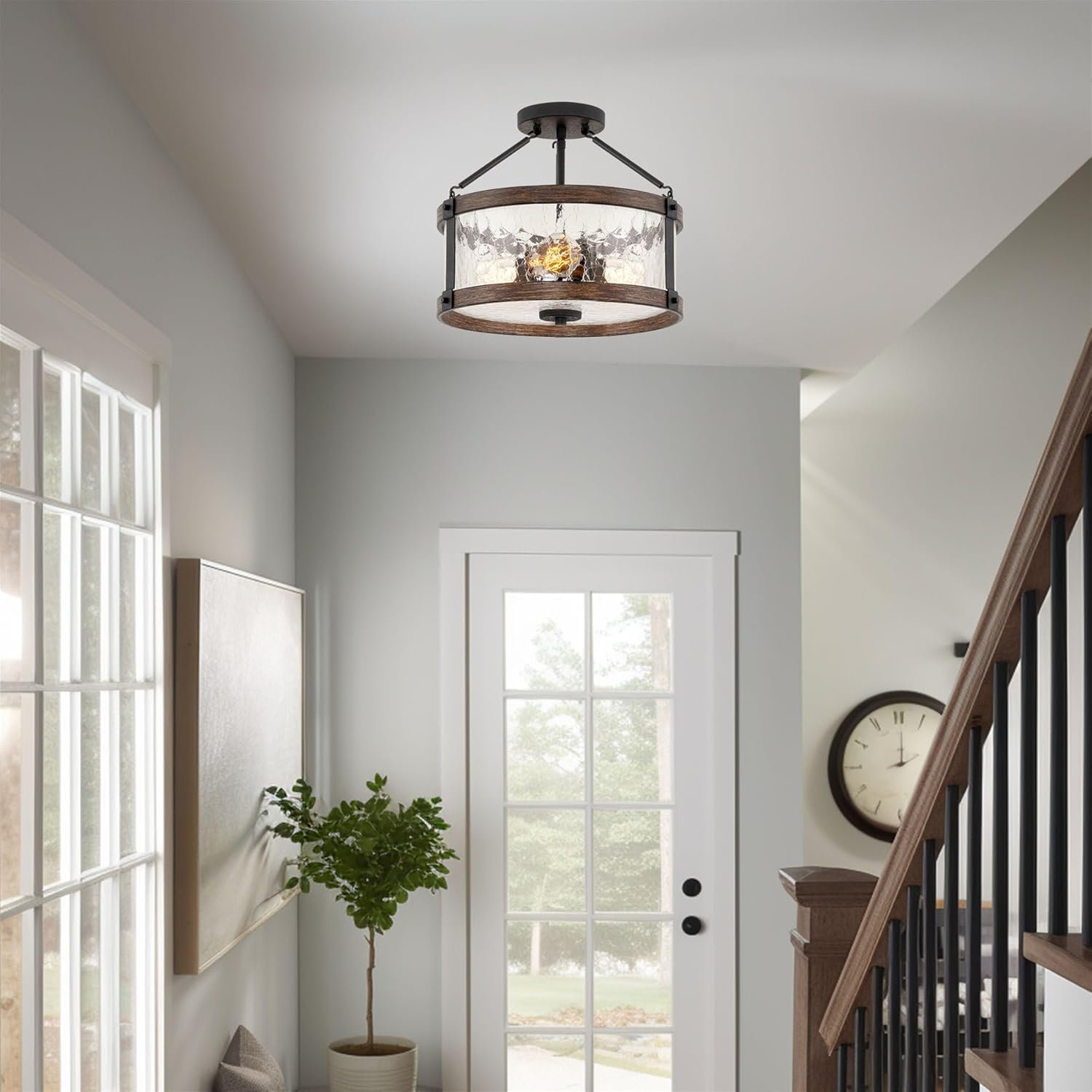 Gracie Oaks Kira Home Hadley 3-Light Modern Farmhouse Semi-Flush Mount ...