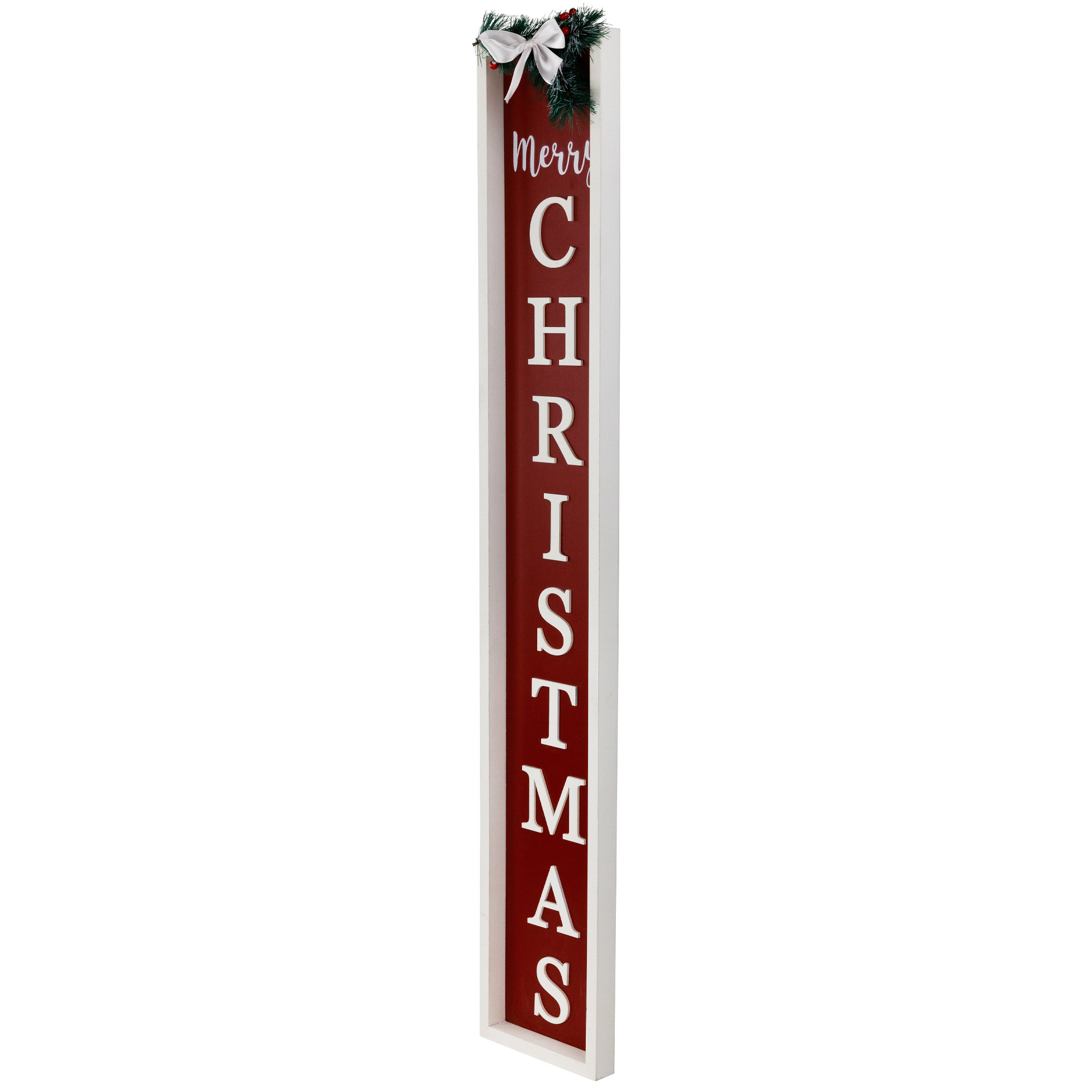Northlight Seasonal Merry Christmas Porch Sign With Pine And Bow - 36 ...