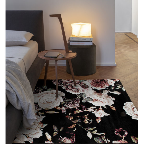 Lark Manor Rex Machine Woven Black/Pink Rug | Wayfair.co.uk