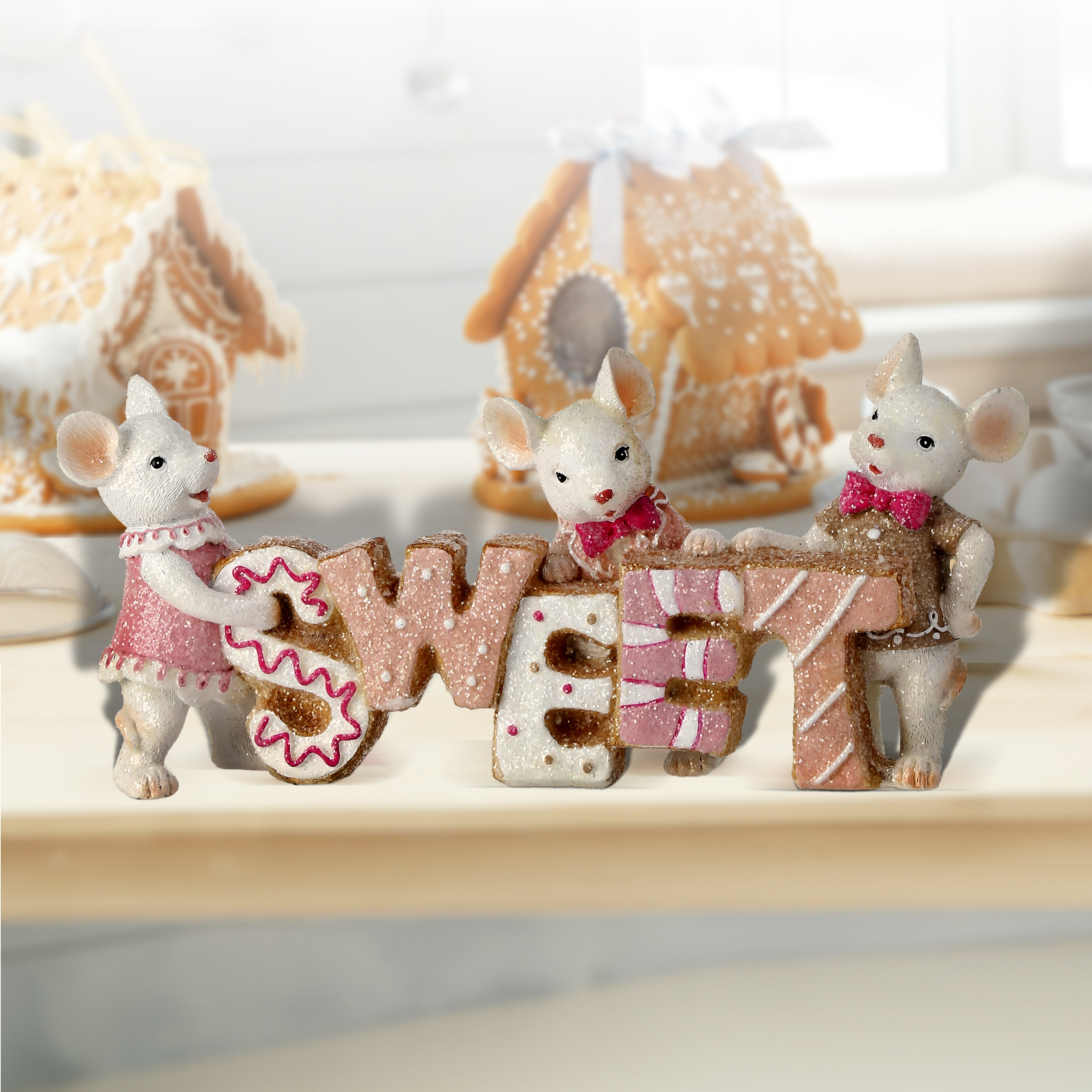 The Holiday Aisle® 9" Resin "Sweet" Mice Table Piece | Wayfair