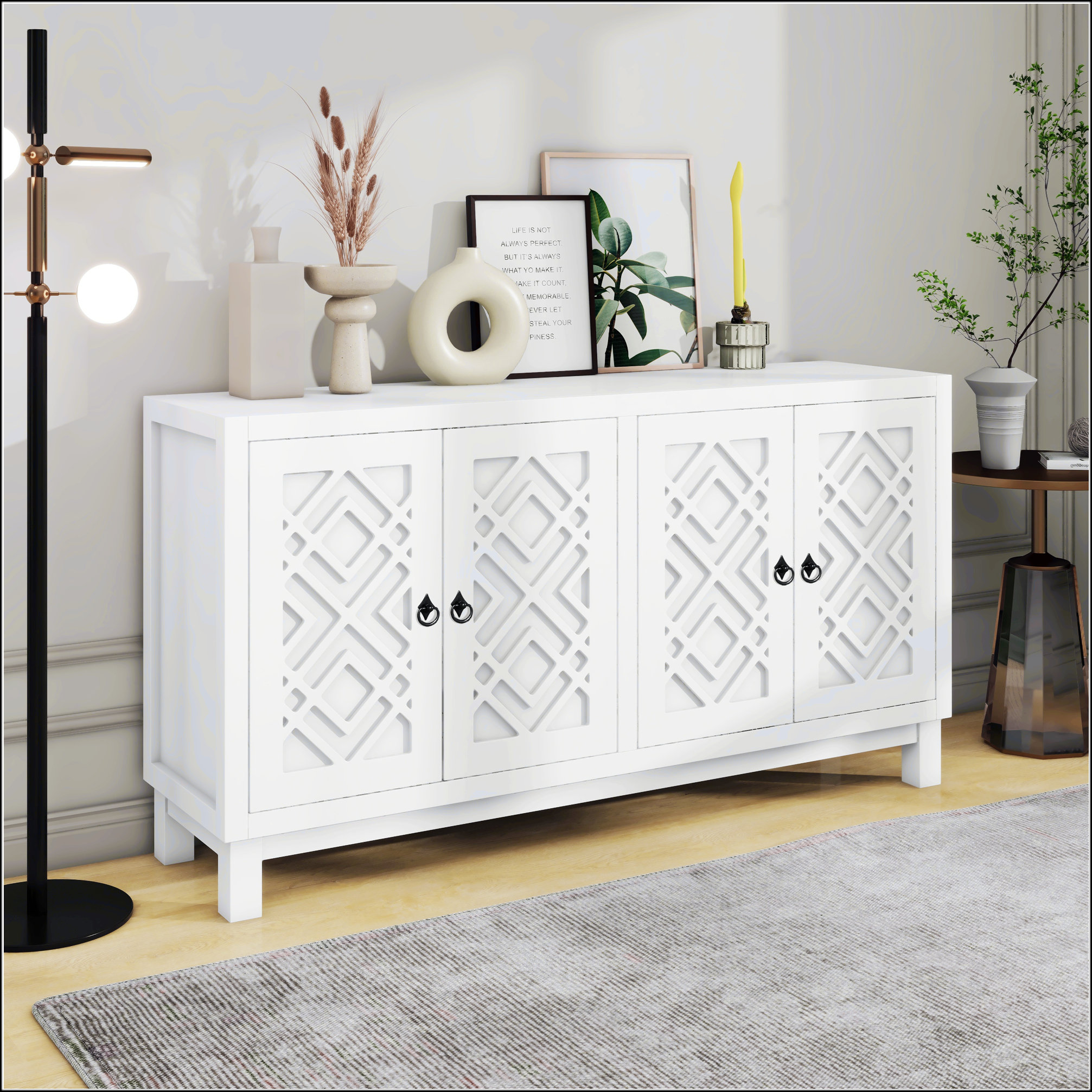 Red Barrel Studio® Cedrina Large Storage Space Sideboard, 4 Door Buffet ...