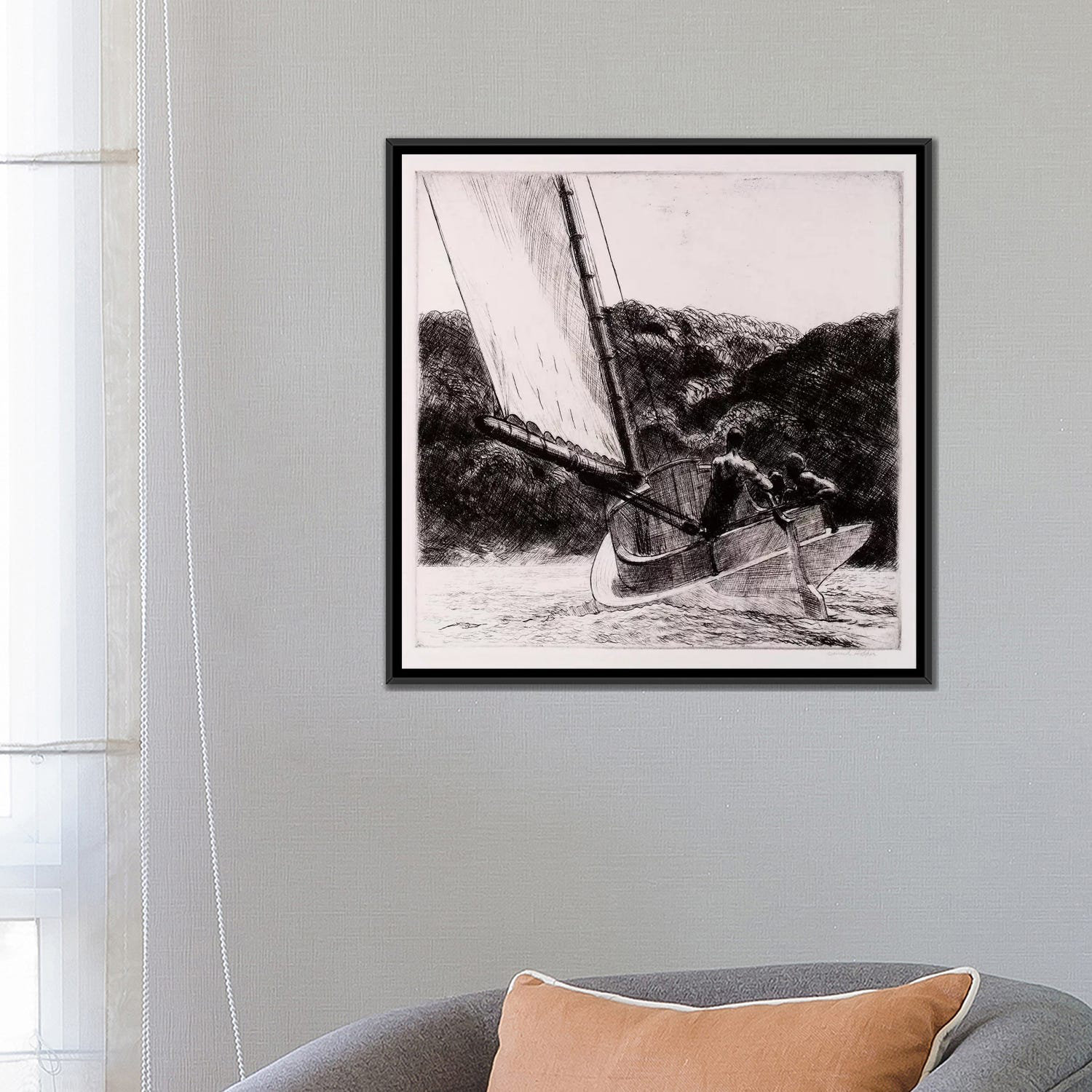 Vault W Artwork 'The Cat Boat, 1922' by Edward Hopper Painting Print on ...