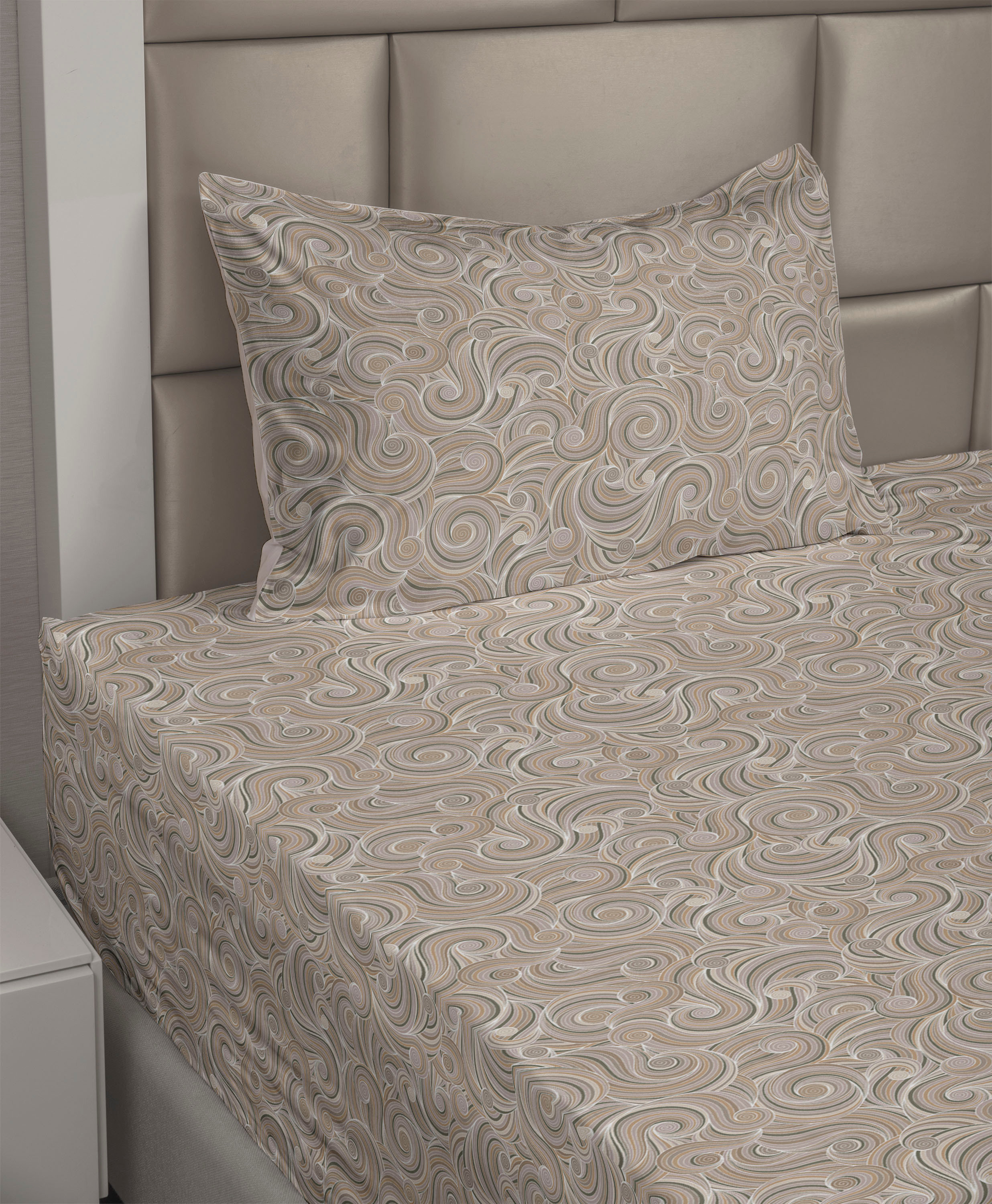 Ambesonne Abstract Sheet Set Wavy Muted Earthy Tones Pale Eggshell Warm ...