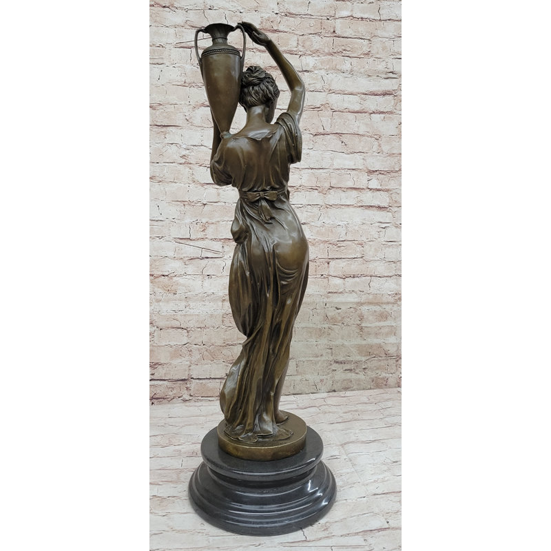 Canora Grey Greek Roman Woman Waterbearer Water Jug Bronze Statue ...