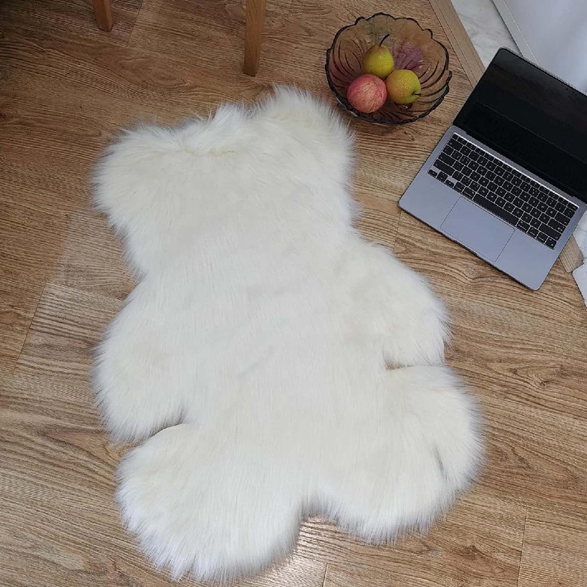 Mercer41 Cute Bear Shaped Fluffy Area Rug With Long Hair For Bedroom ...