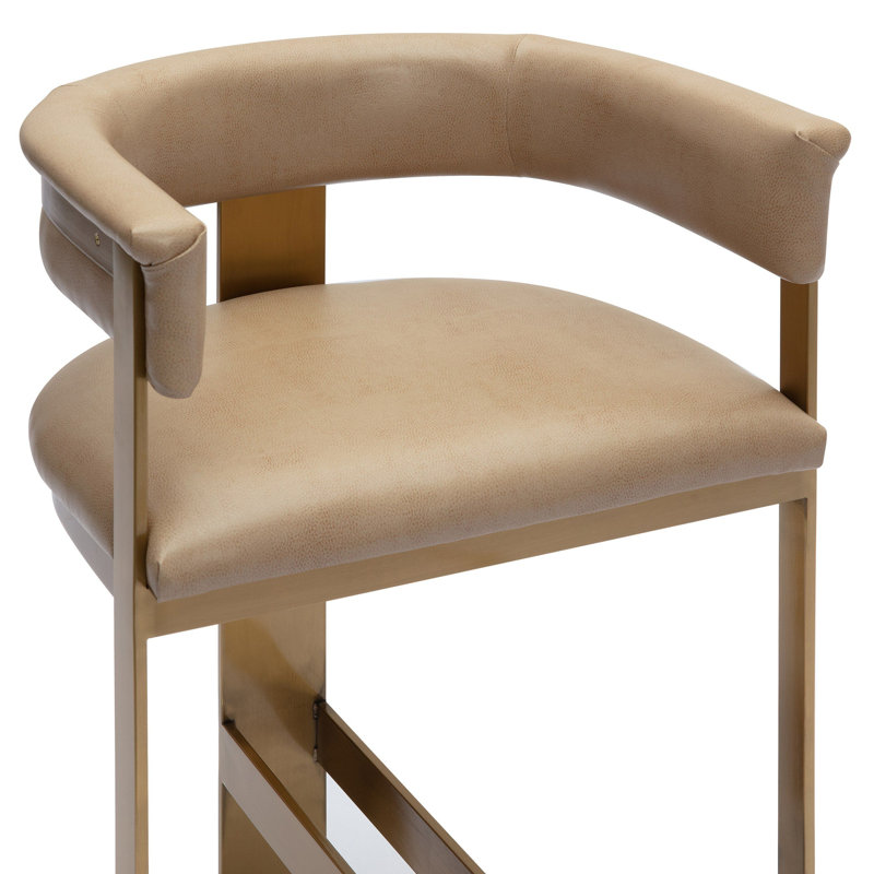 Brayden Studio® Ferol - Modern Brown Faux Leather + Gold Counter Chair ...