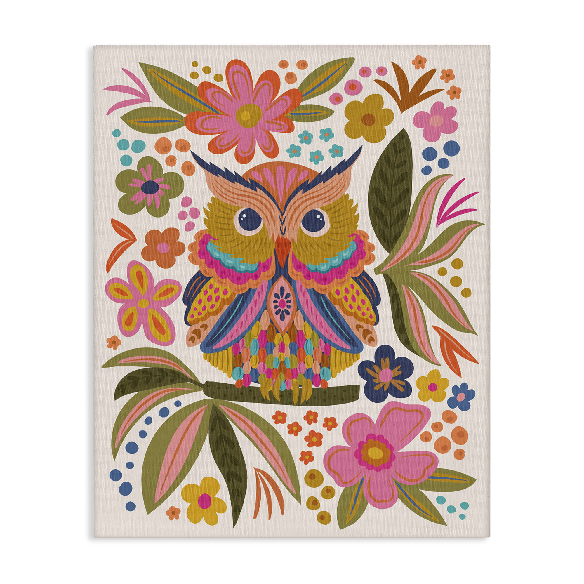 Millwood Pines Eclectic Owl & Flowers Canvas Wall Art by Lisa Perry ...