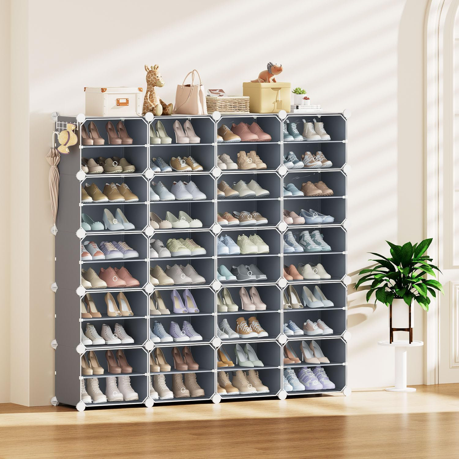 ERTCHUE RIED 80-Pair Tall Shoe Rack Organizer With Covers And Doors ...
