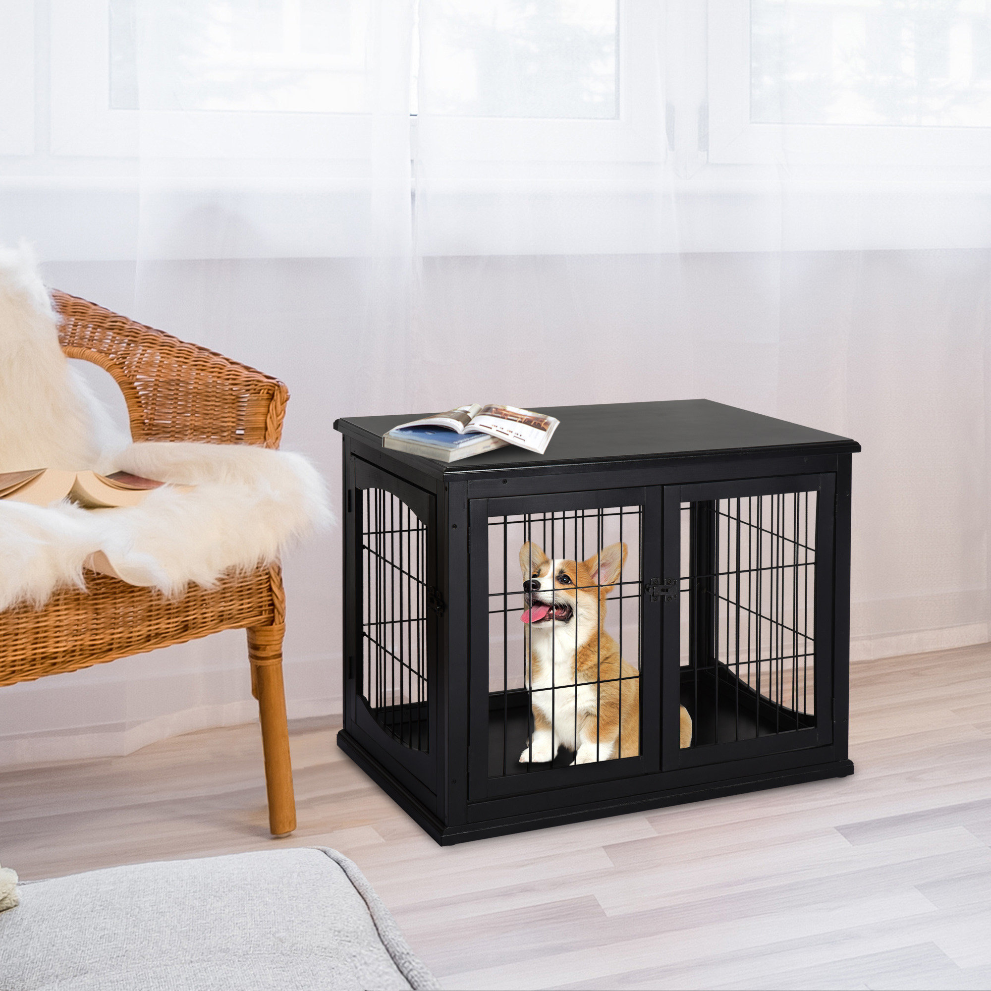 Archie & Oscar™ Dog Crate Furniture, Small Dog Cage End Table With Two ...