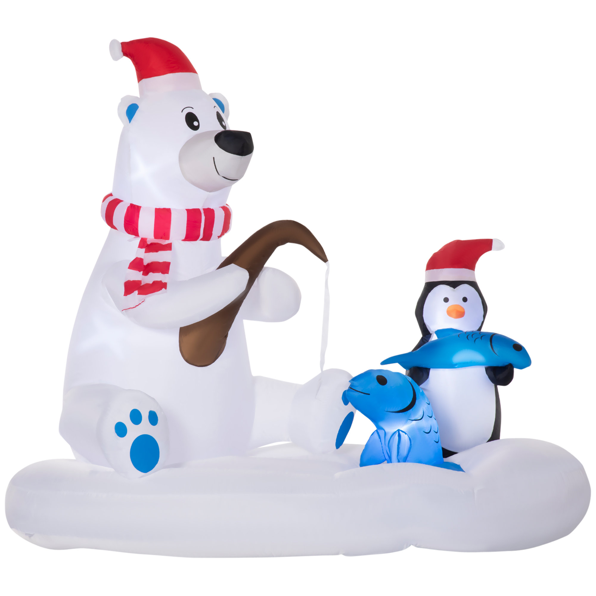 The Holiday Aisle® 6Ft Christmas Inflatable Polar Bear And Penguin With ...