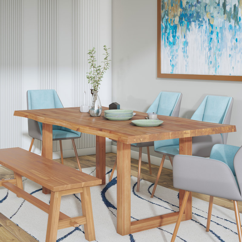 AllModern Eli 79" Acacia Solid Wood Trestle Dining Table & Reviews ...