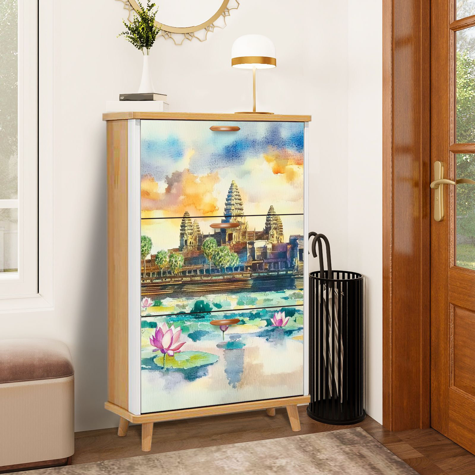 East Urban Home Shoe Storage Cabinet with 3 Flip Drawers for Angkor Wat ...