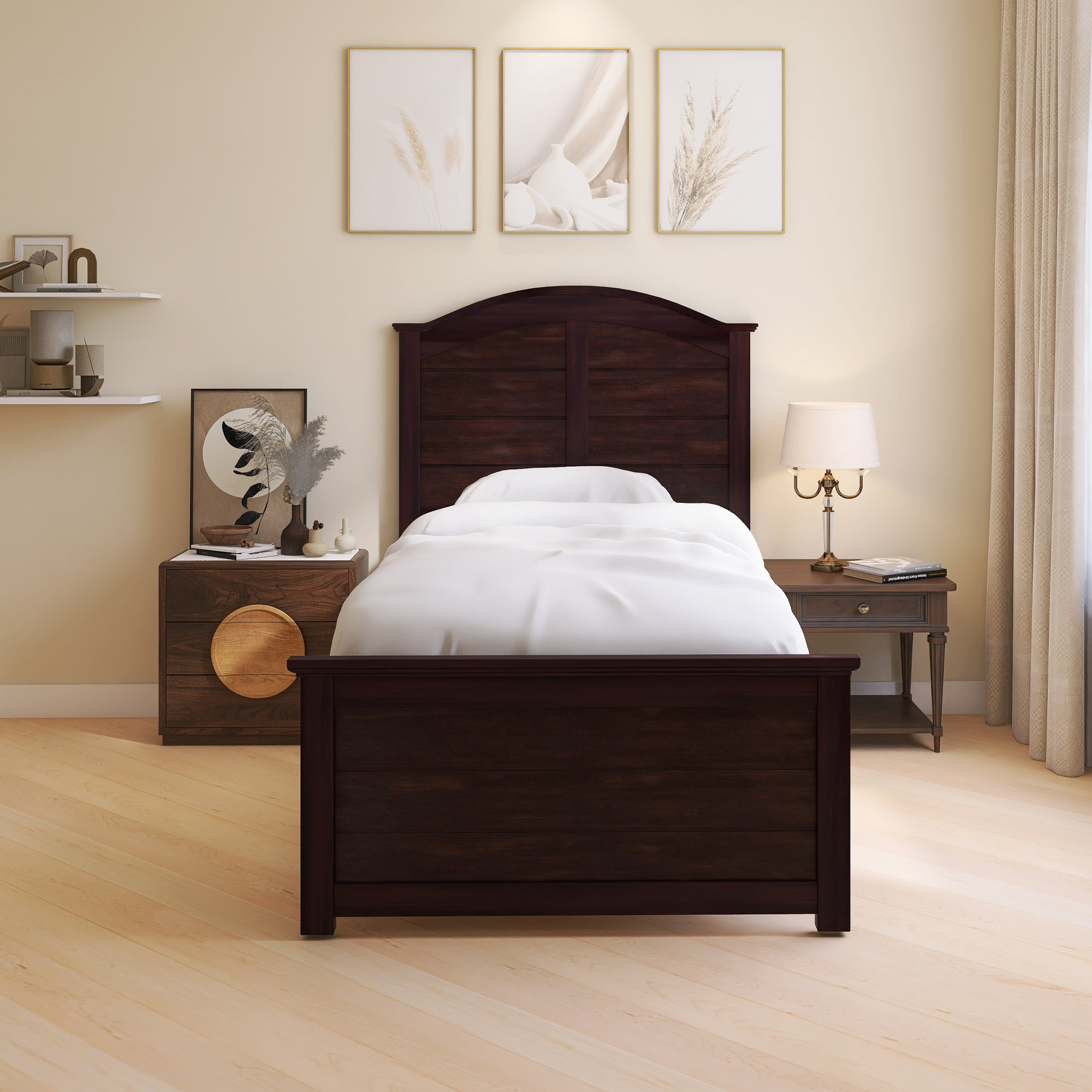 Lark Manor™ Jacione Farmhouse Style Wooden Platform Bed With Curl ...
