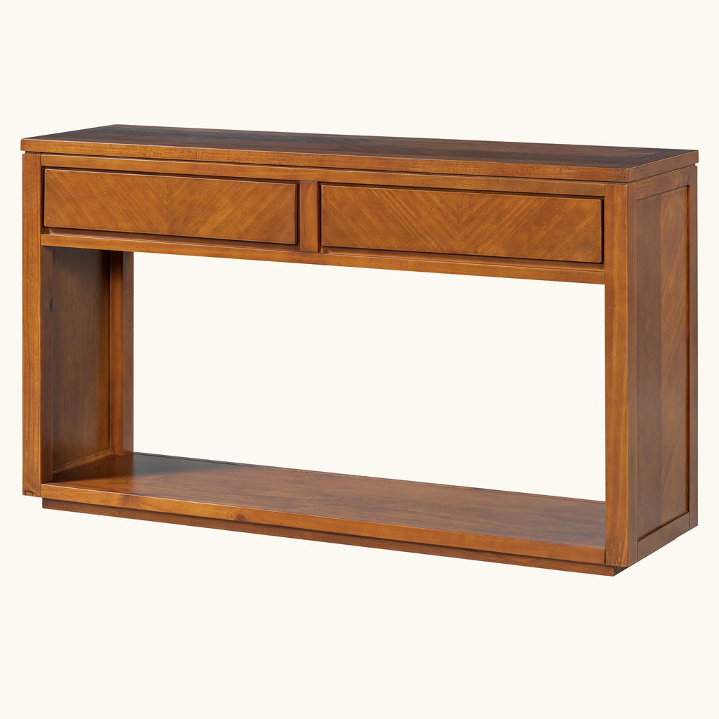 Millwood Pines Rustic Wooden Console Table with Storage Drawers and ...