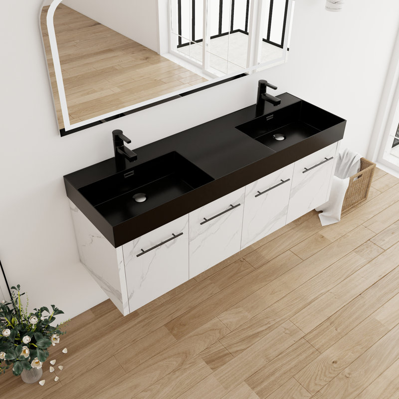 Latitude Run® 60" Bathroom Vanity with Sink, 60 Inch Floating Vanity ...