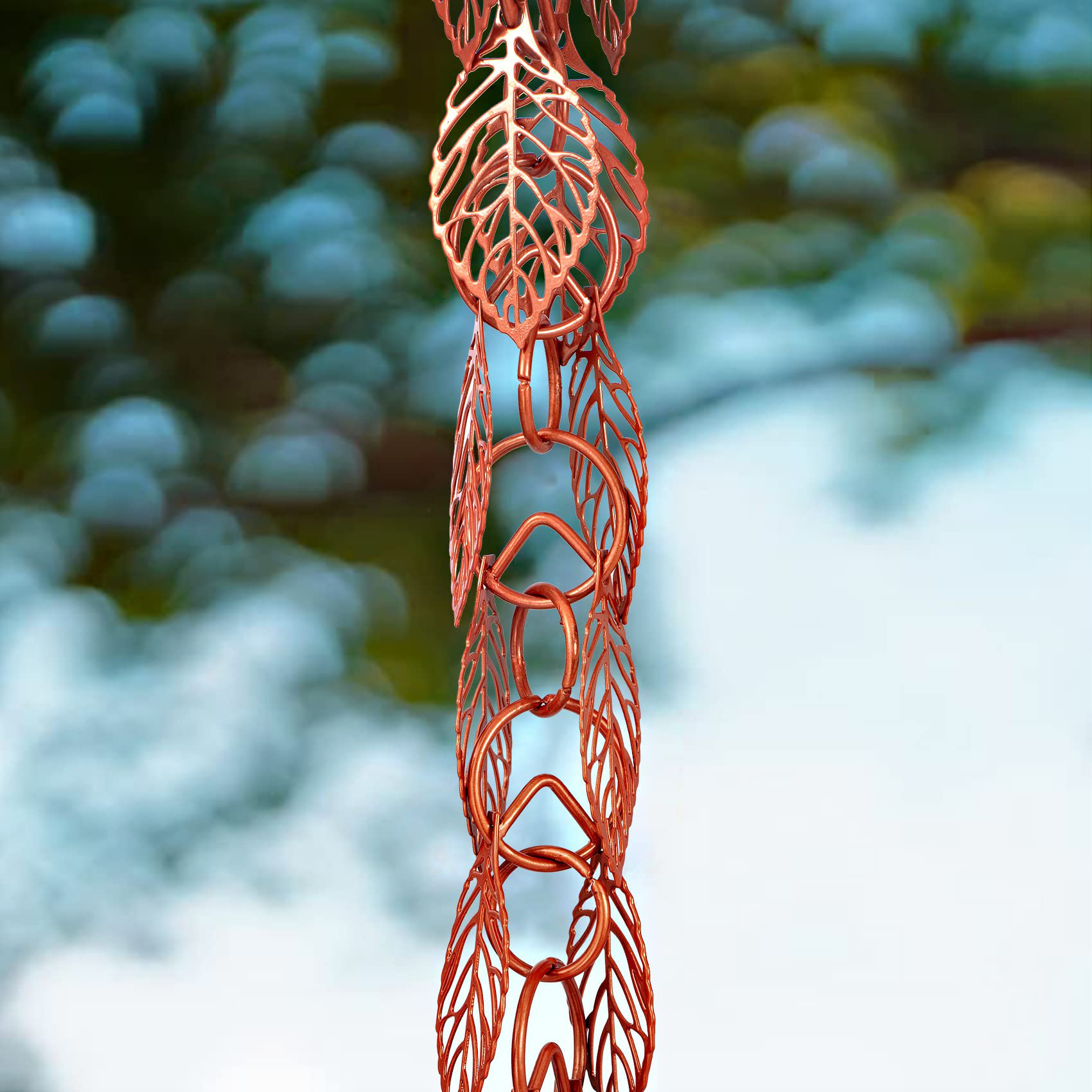 Arlmont & Co. 8.5ft Cascading Leaves Rain Chain for Gutters Downspouts ...