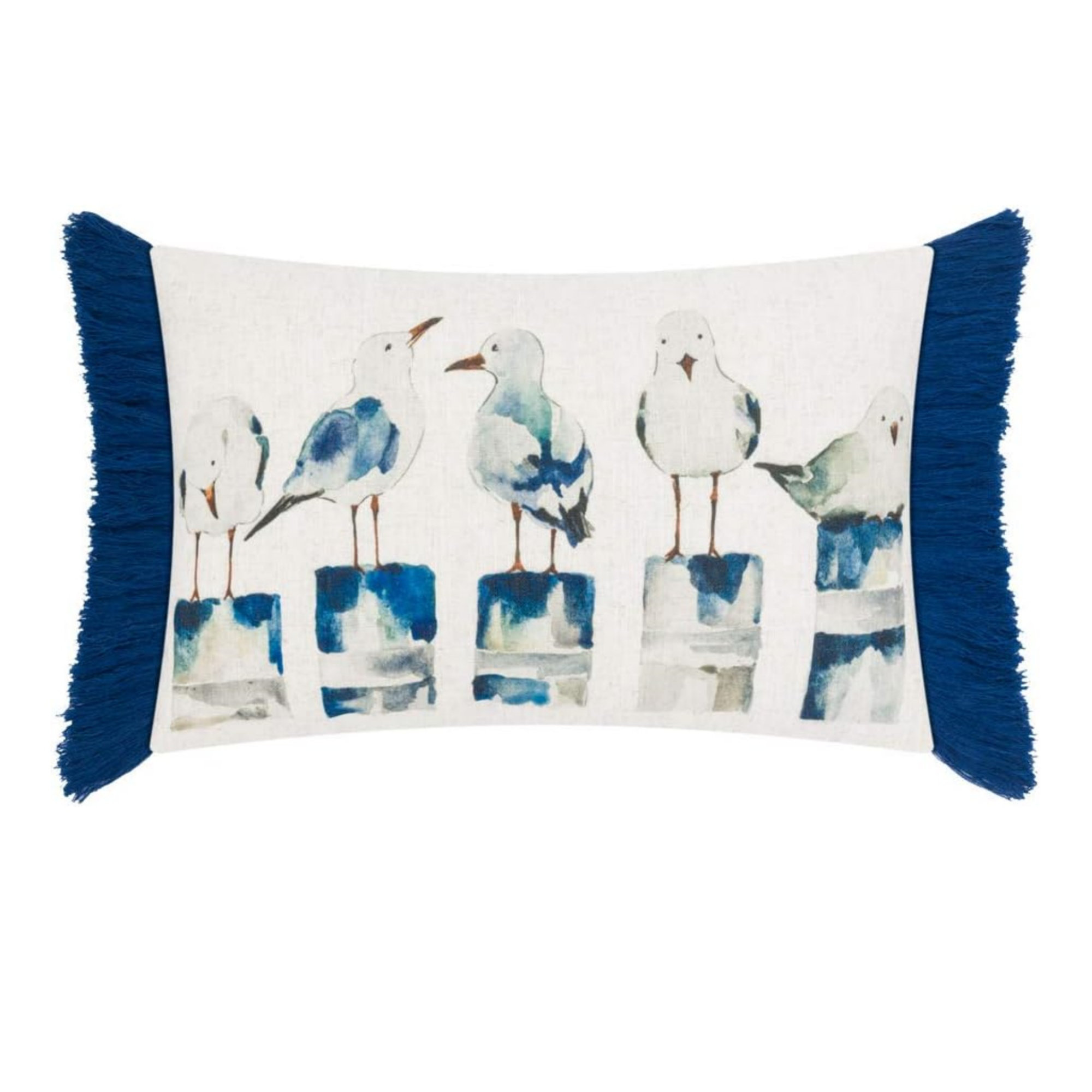 JWH Decorative Throw Pillow Cover Seabird Print 12x20 inches Navy Blue ...