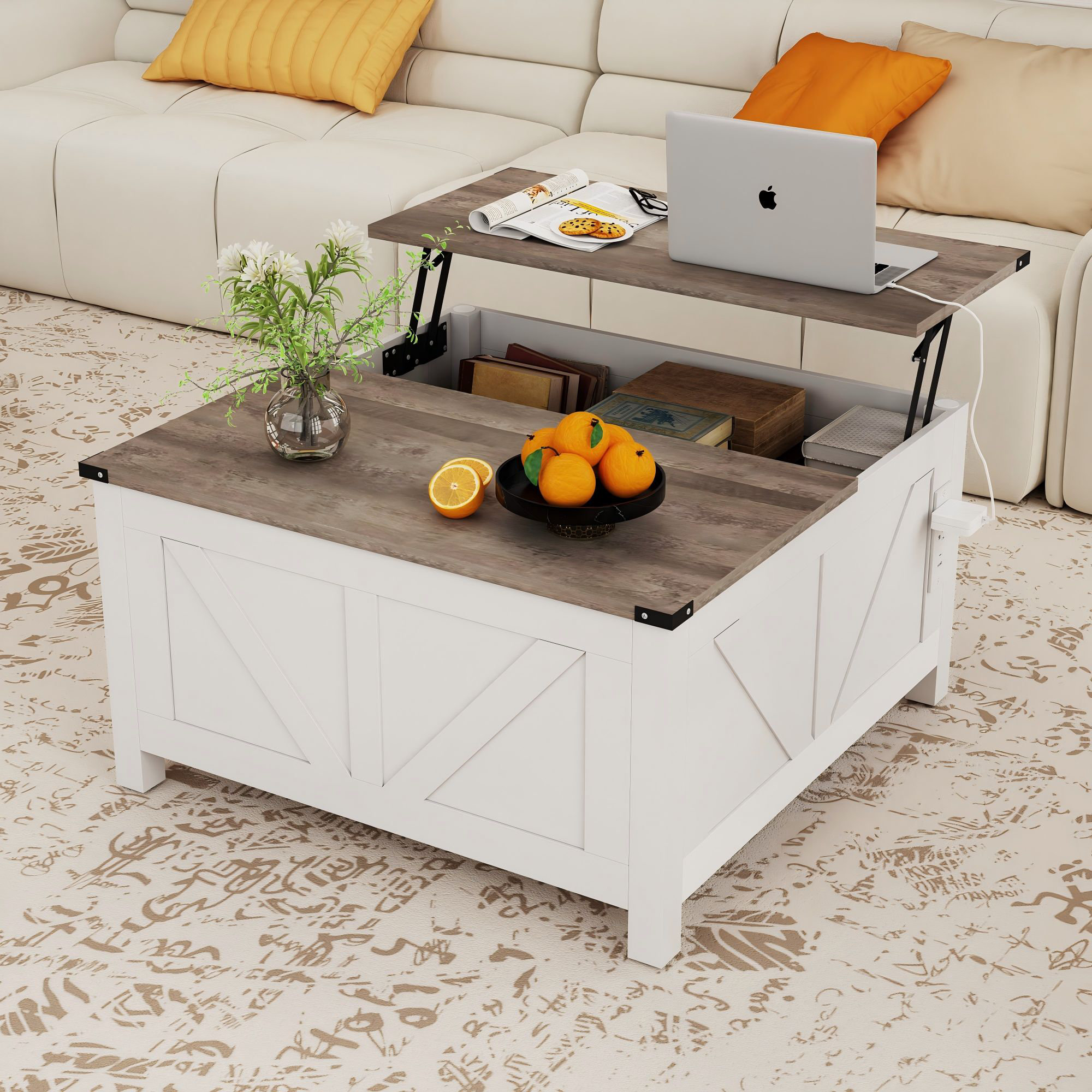 Gracie Oaks 25 ‘’ H Coffee Table Lift Top, Farmhouse Wood Coffee Tables ...