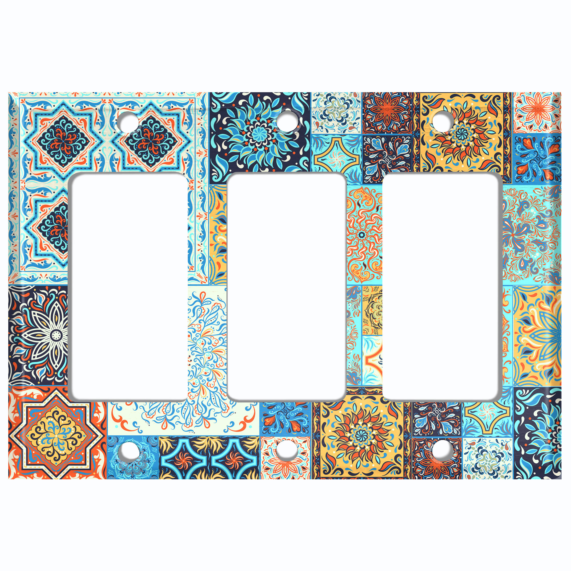 WorldAcc Colorful Tile Patch Work Rocker Wall Plate | Wayfair