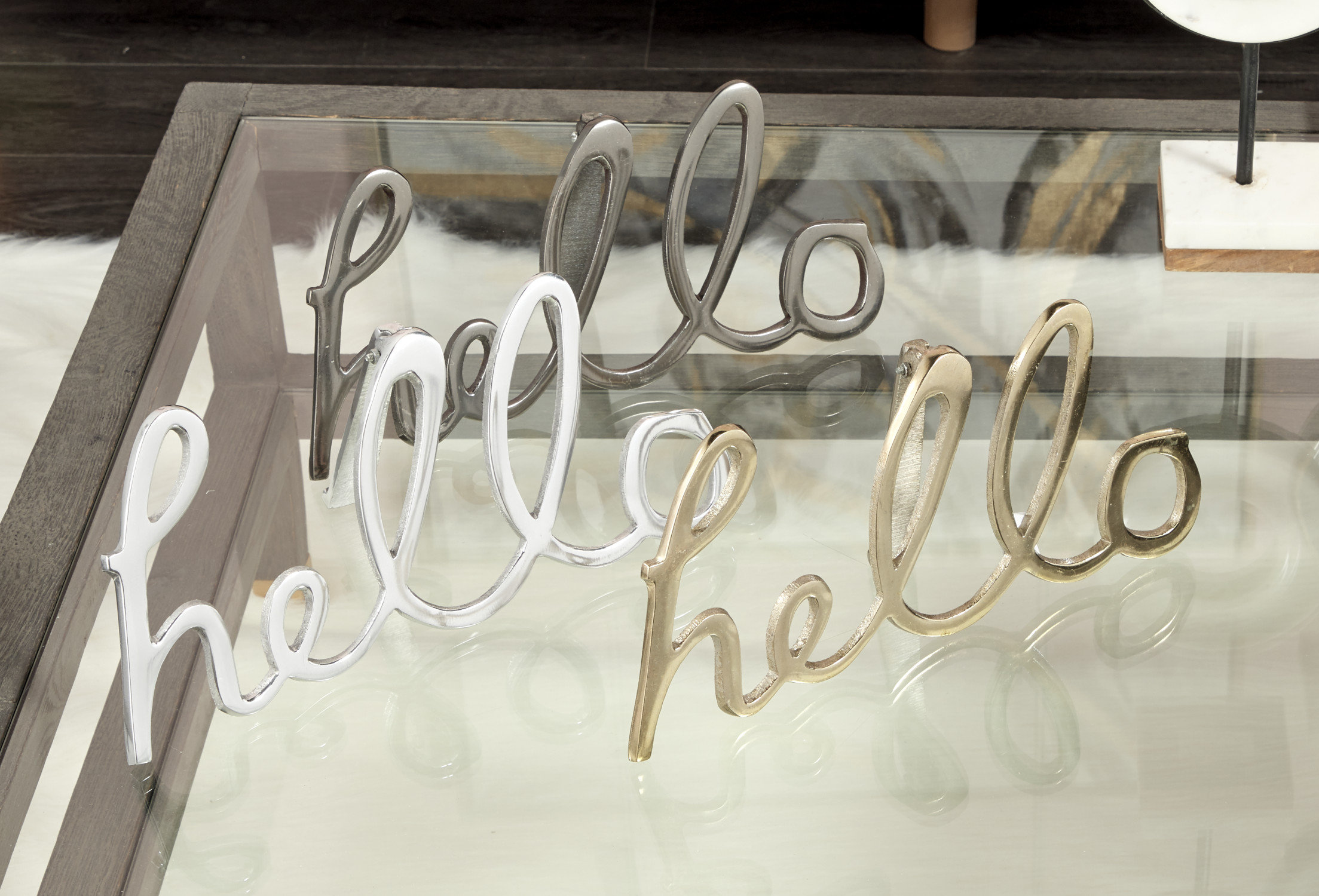 CosmoLiving by Cosmopolitan Aluminum Metal Hello Multi Colored ...