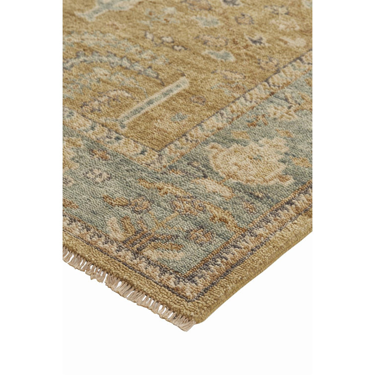 Brandonville Wool Gold/Light Blue Rug | Birch Lane