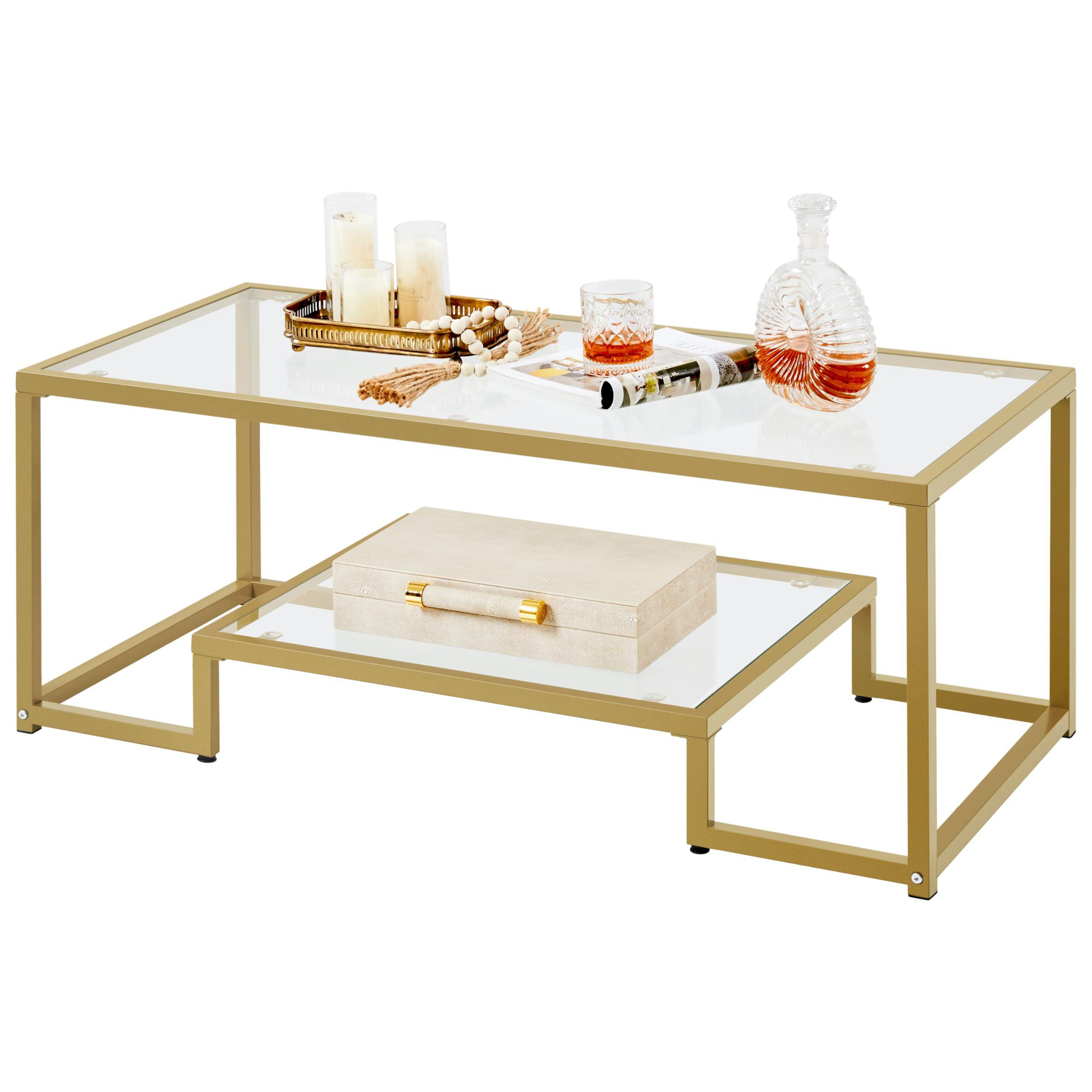 Ivy Bronx Coffee Table,Rectangular Glass Coffee Table,Center Tea Tables ...