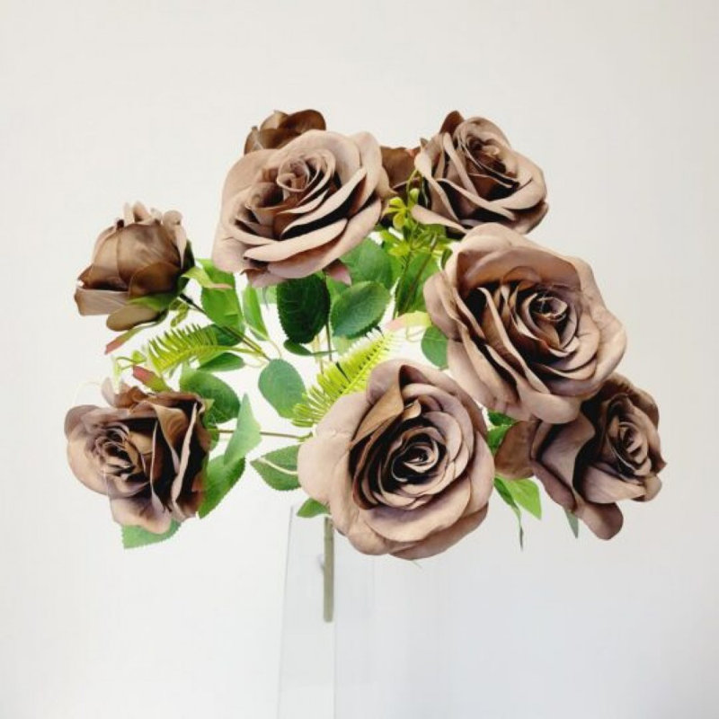 Primrue Taupe Rose Bush Artificial Flowers | Wayfair