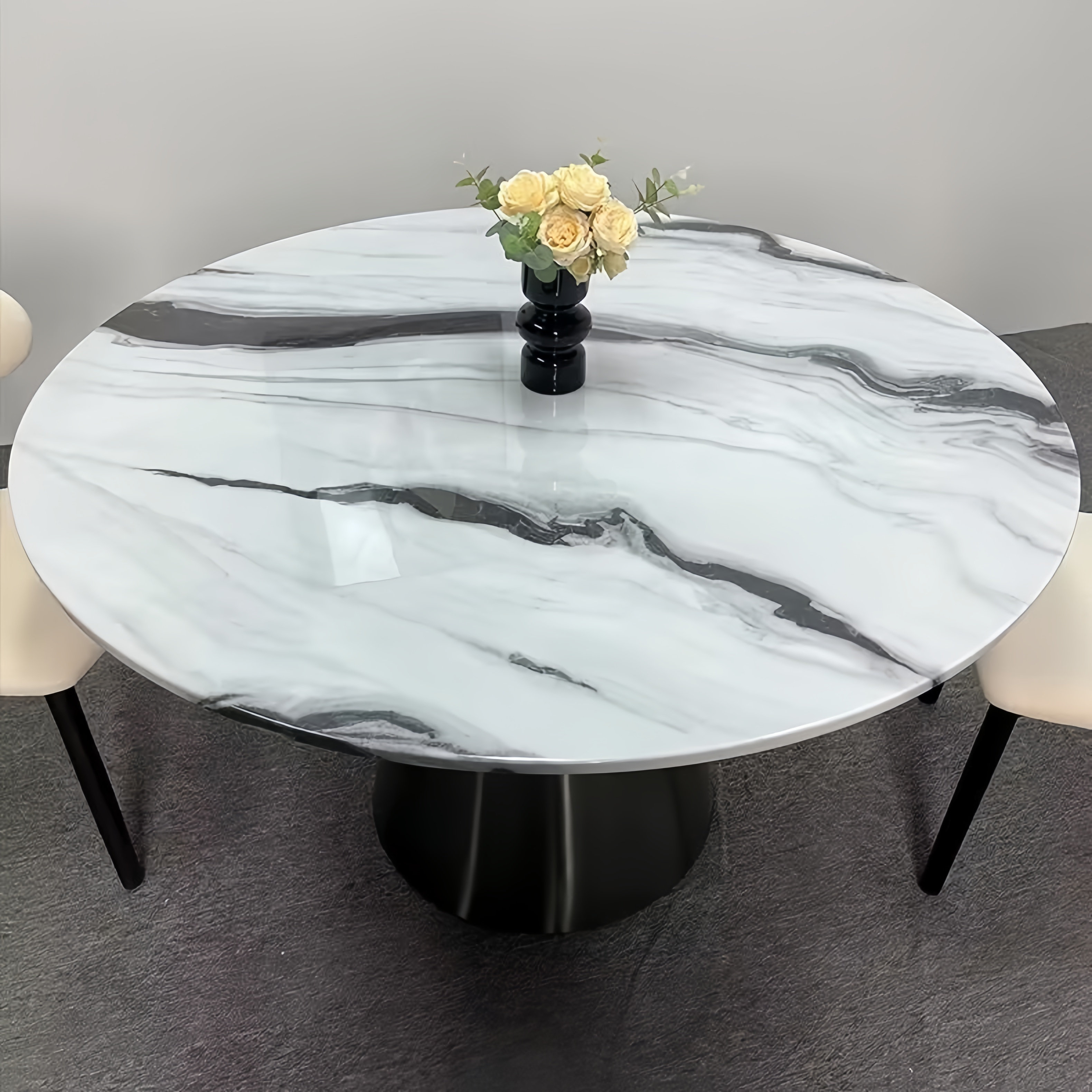 Today Life Style Treasure White Marble Top Round Dining Table - Wayfair ...