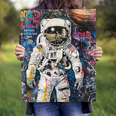 Trent Austin Design Framed Graffiti Astronaut Canvas Wall Art Spaceman ...