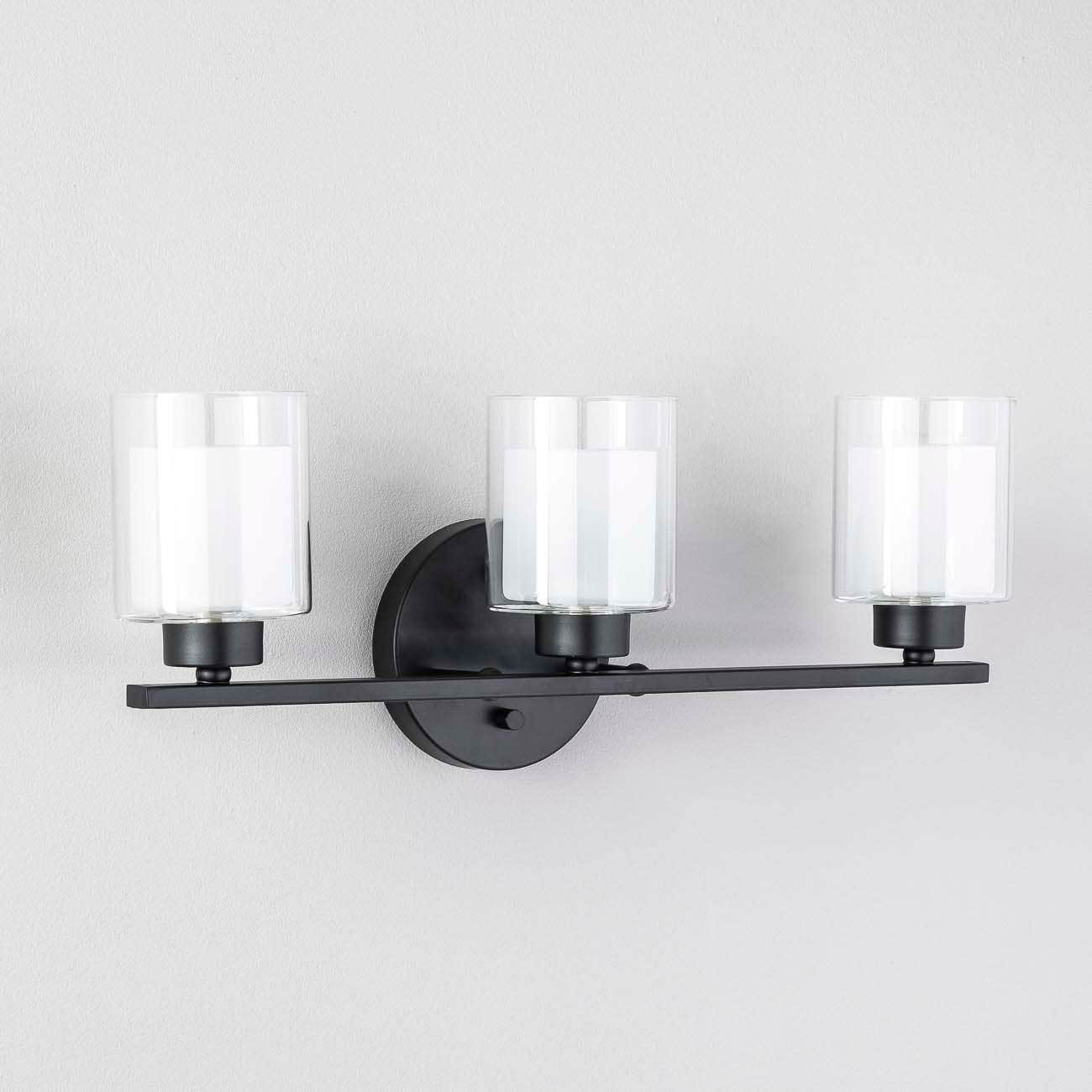 Latitude Run® Leith Triple Wall Sconce 3 - Light Matte Black Armed ...