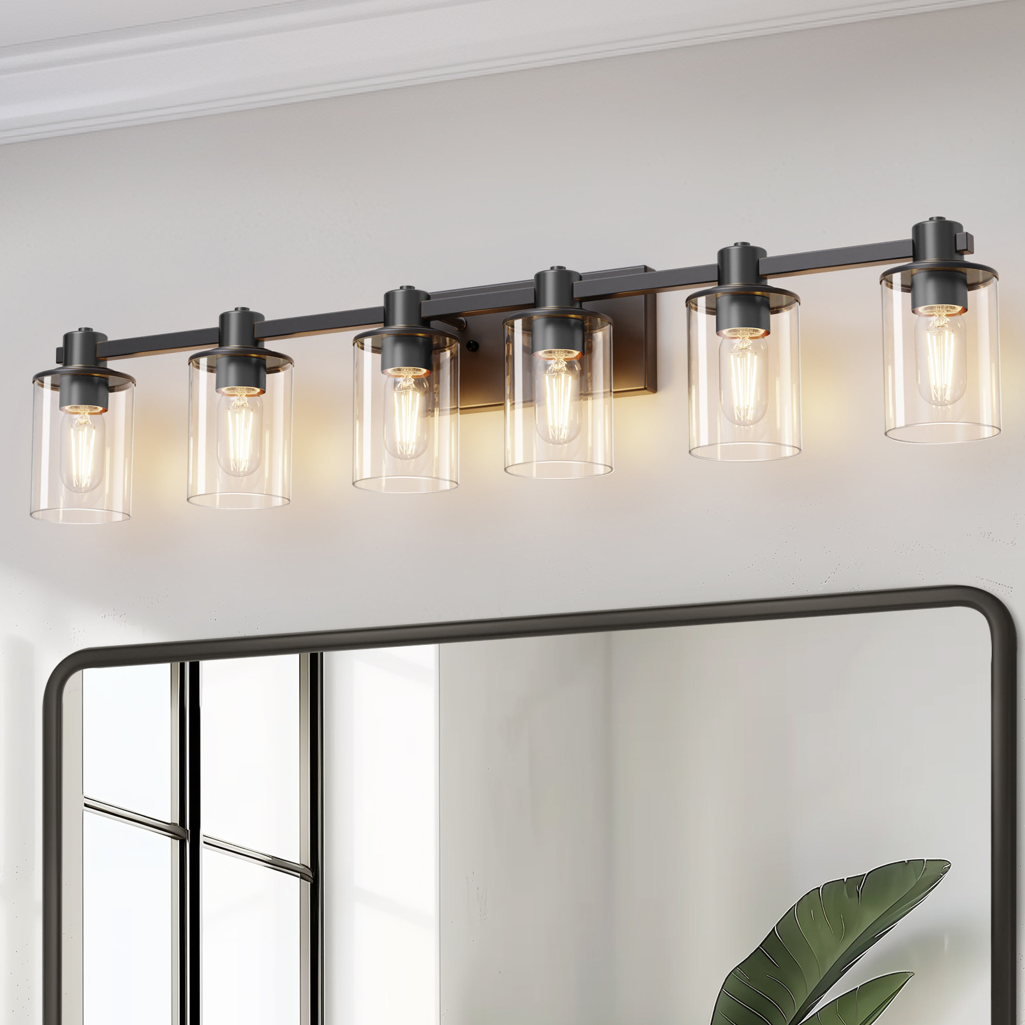 Breakwater Bay Modern Black And Gold 6-Light Vanity Fixture | Wayfair