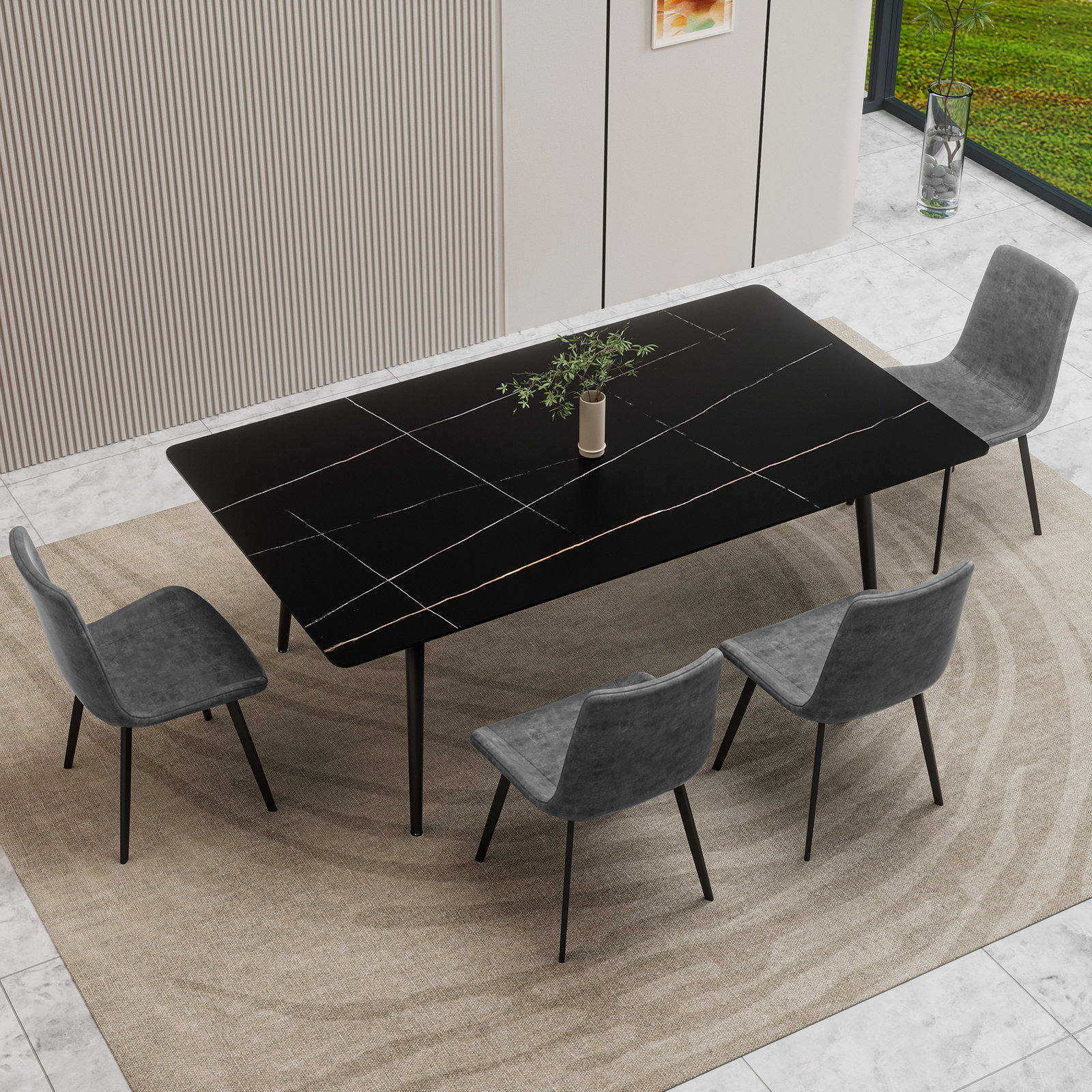 Ivy Bronx Dormeus Rectangular Sintered Stone Dining Table 70.8'' L x 35 ...