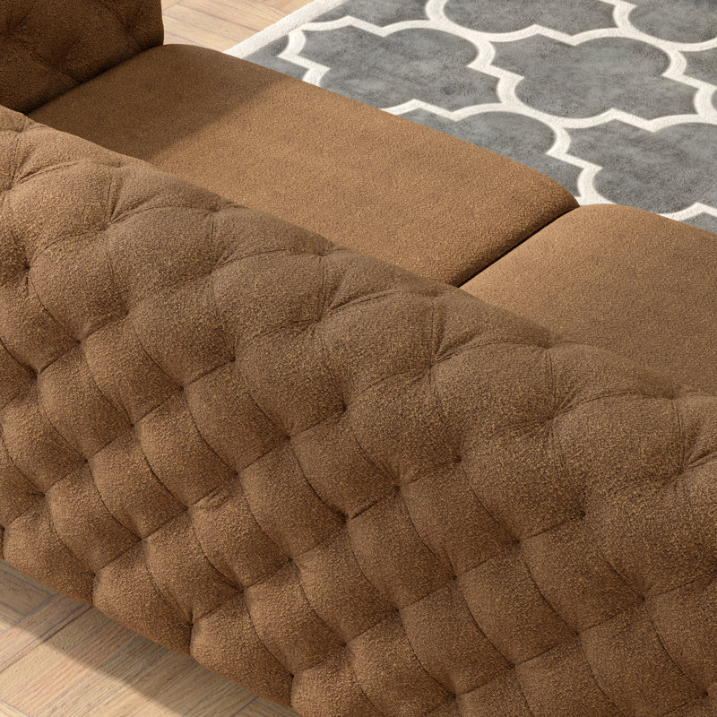 Orren Ellis 3-Piece Tufted Polyester Living Room Set with Chesterfield ...