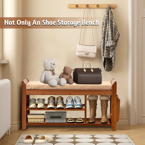 Red Barrel Studio® Shoe Storage Bench for Entryway, Bamboo Entryway ...