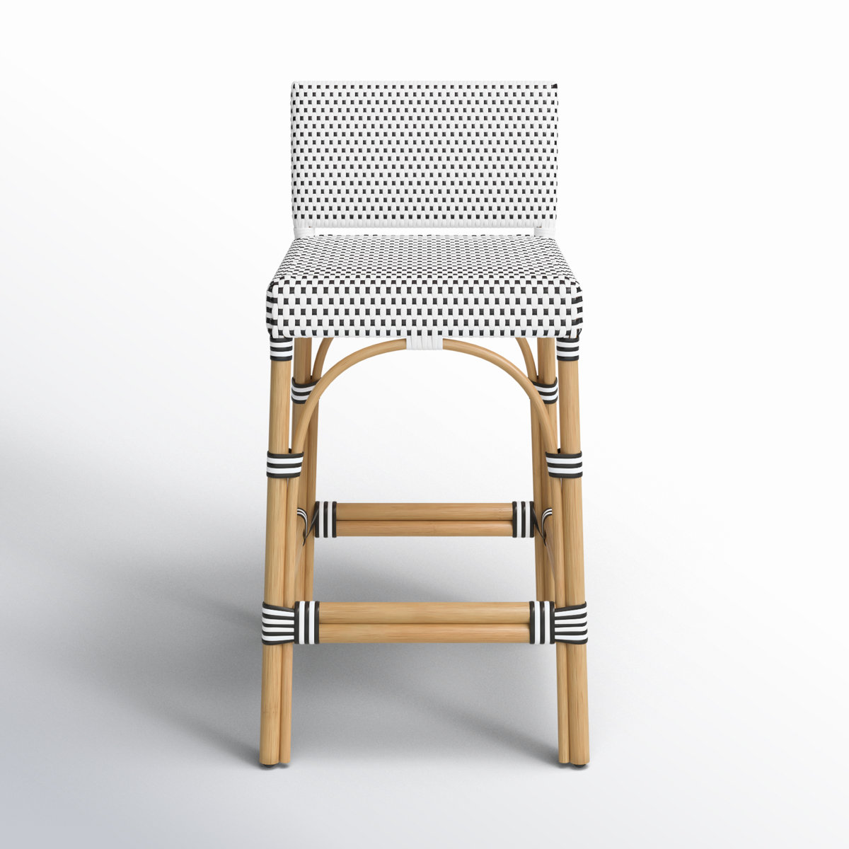 Butler Serienna Blue & White Rattan Low Back Counter Stool & Reviews ...