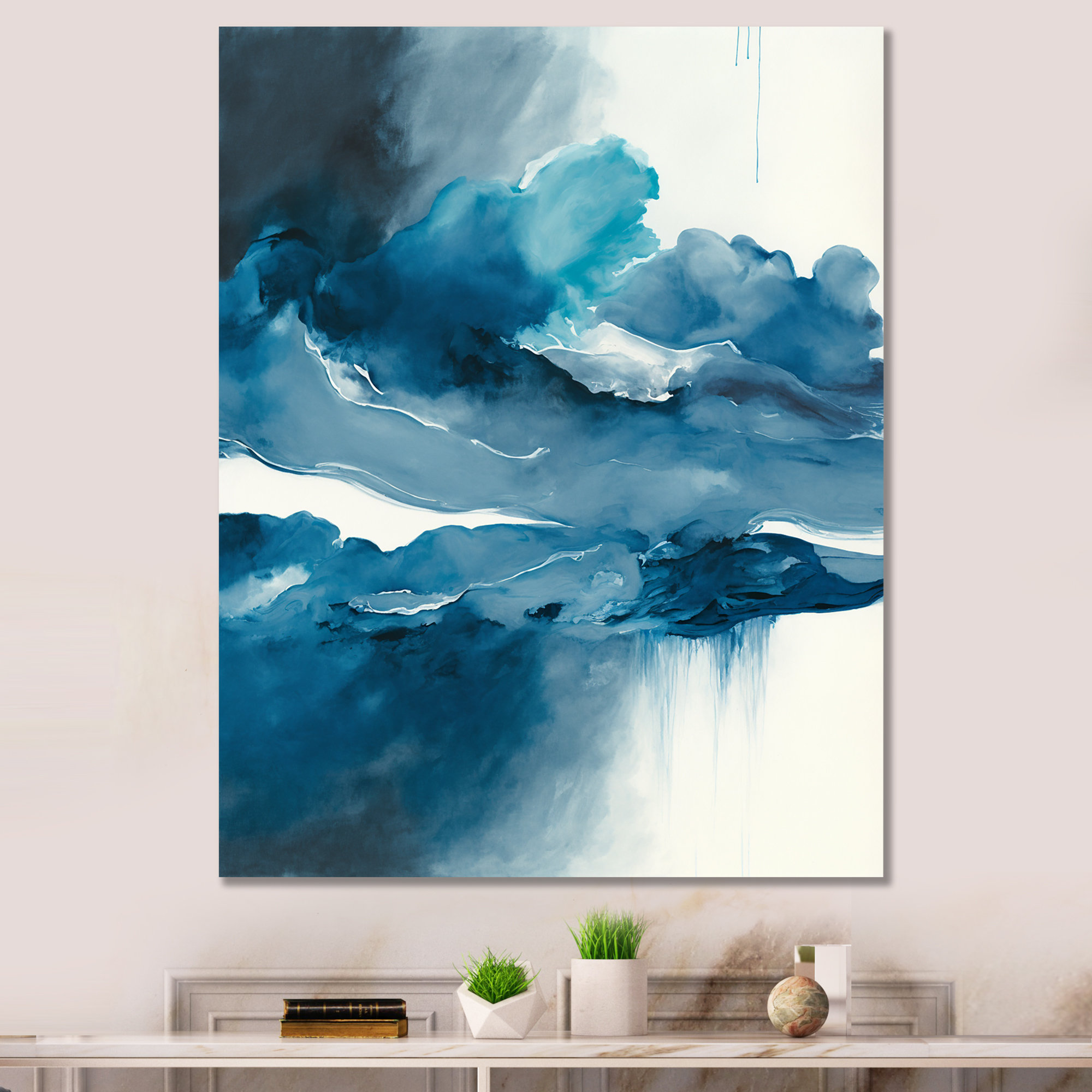 Ivy Bronx Feeling Honolulu Blue III - Abstract Liquid Ink Metal Wall ...